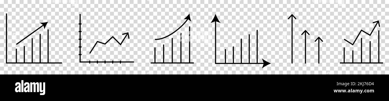 Set of line growth icons. Vector illustration isolated on transparent ...