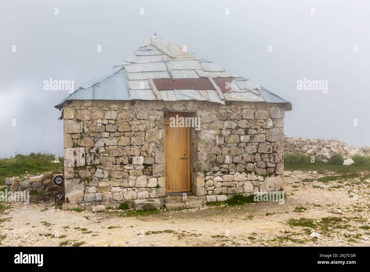 Old stone orthodox Saint Giorgi Church in Khvamli Mountain range in ...
