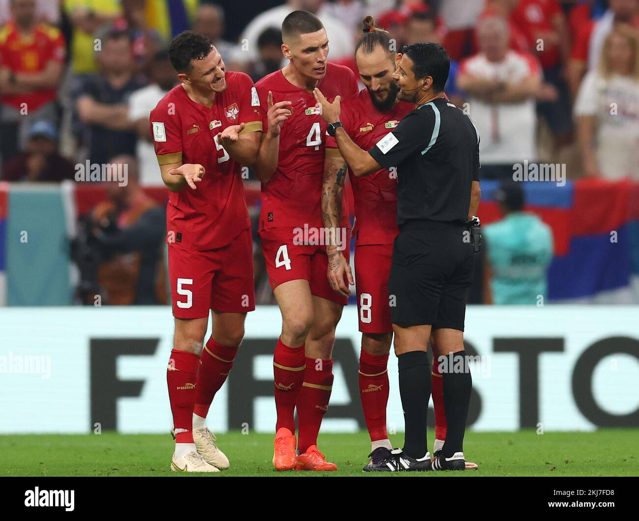 Doha, Qatar, 24th November 2022. Milos Veljkovic and Nikola Milenkovic ...