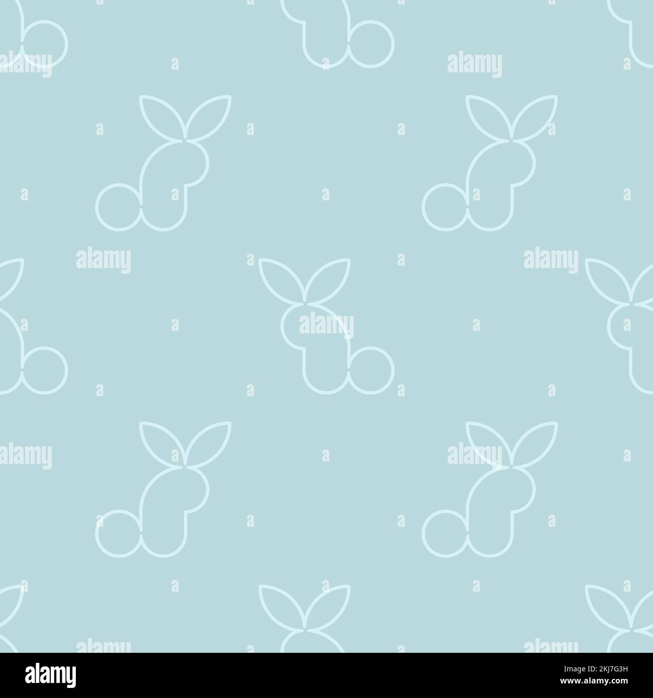 Mint color rabbit silhouette seamless pattern background. Hand drawn ...