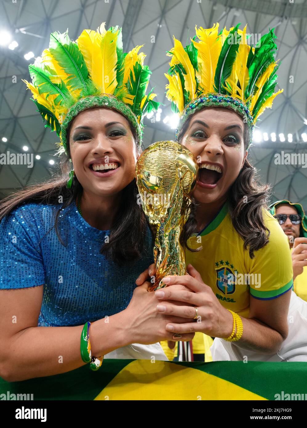 Fans of Brazil fans in the stands before the FIFA World Cup Group G ...