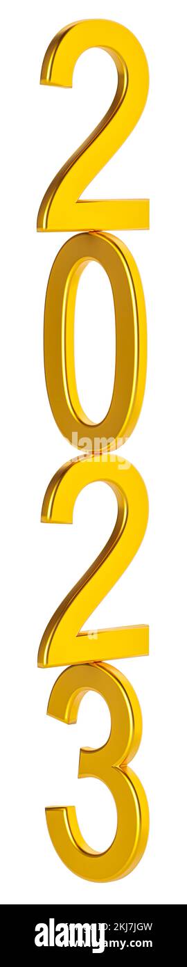 New year holiday concept. Gold number 2023. 3d rendering Stock Photo ...