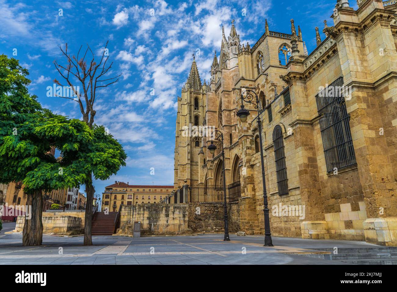 View of the gothic cathedral of Leon, in Spain Stock Photo - Alamy