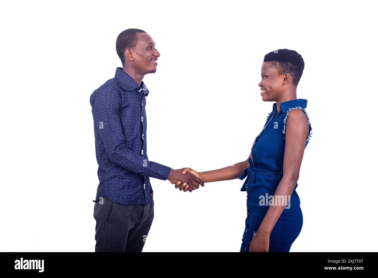 American man and woman greeting each other hi-res stock photography and ...
