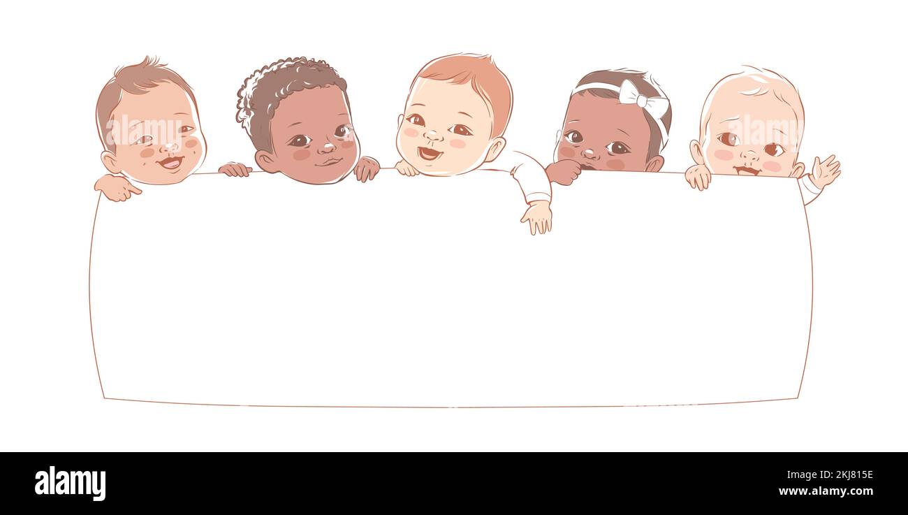 Multicultural babies hold a blank board Stock Vector Image & Art - Alamy