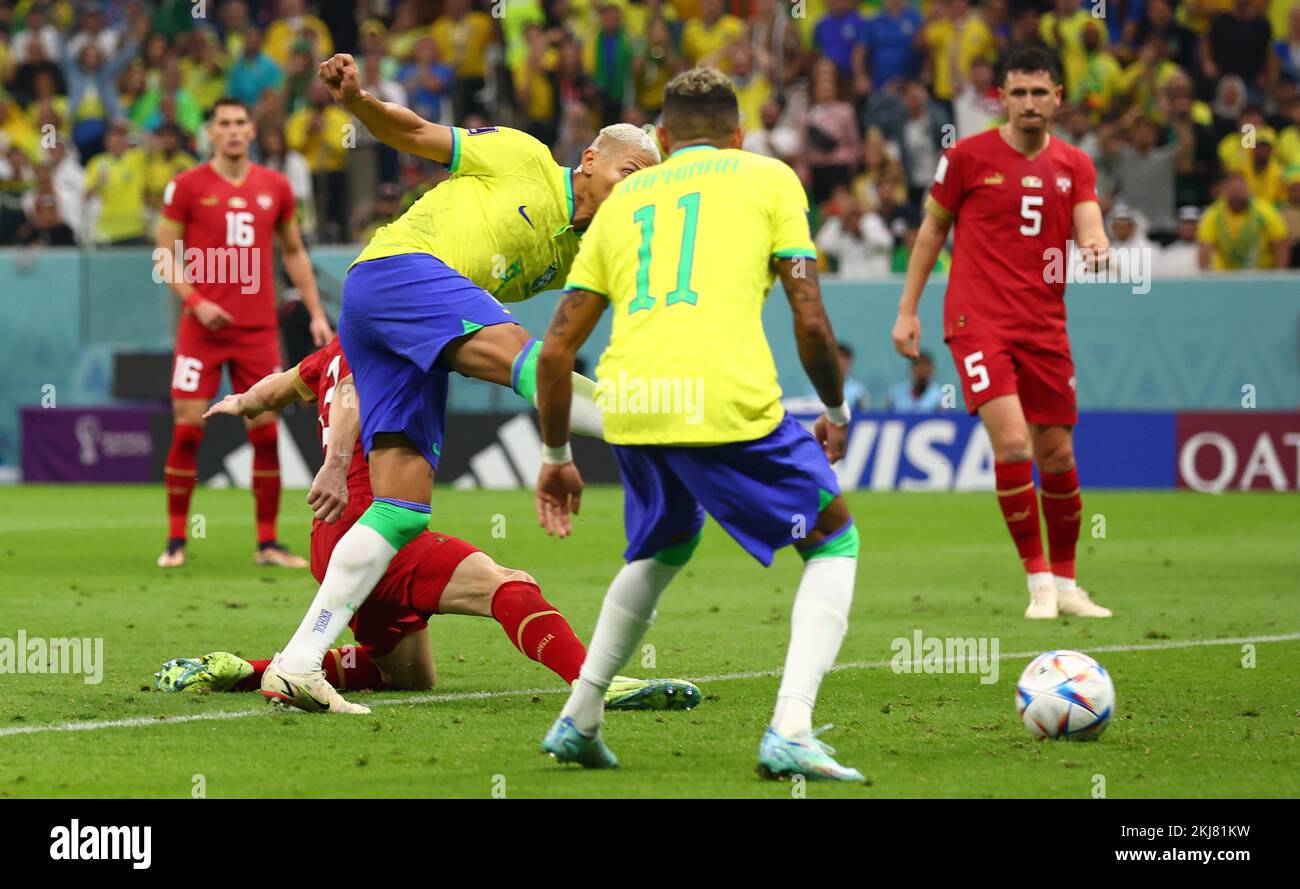 Doha, Qatar, 24th November 2022. Richarlison of Brazil scores the first ...