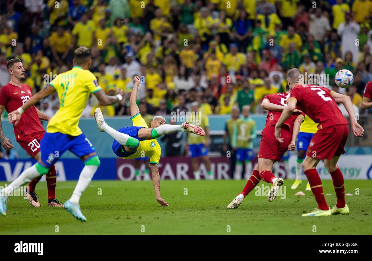 Doha, Qatar. 24th Nov, 2022. Richarlison (Brasilien) scores the goal ...