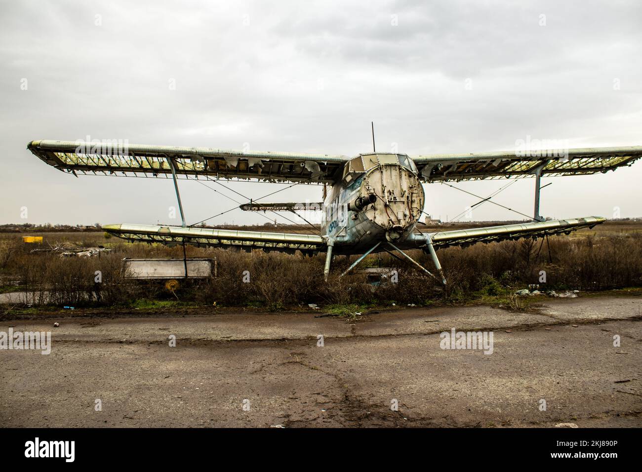 Destroyed plane at the International Airport of Kherson. The ...