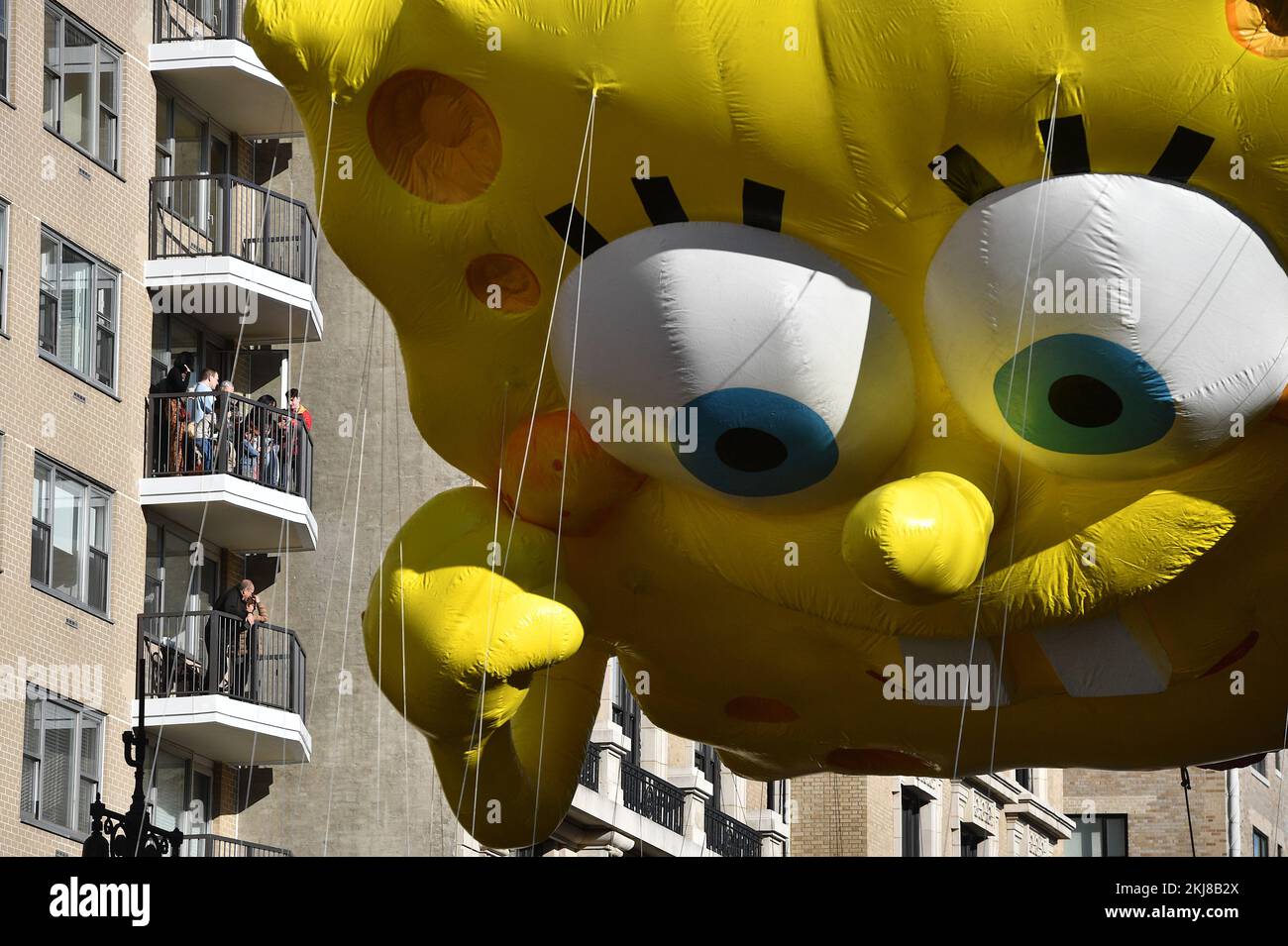 The SpongeBob SquarePants balloon floats down Central Park West during ...