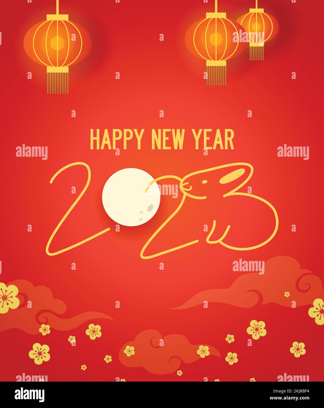 Happy chinese new year 2023 vertical background template with lanterns ...