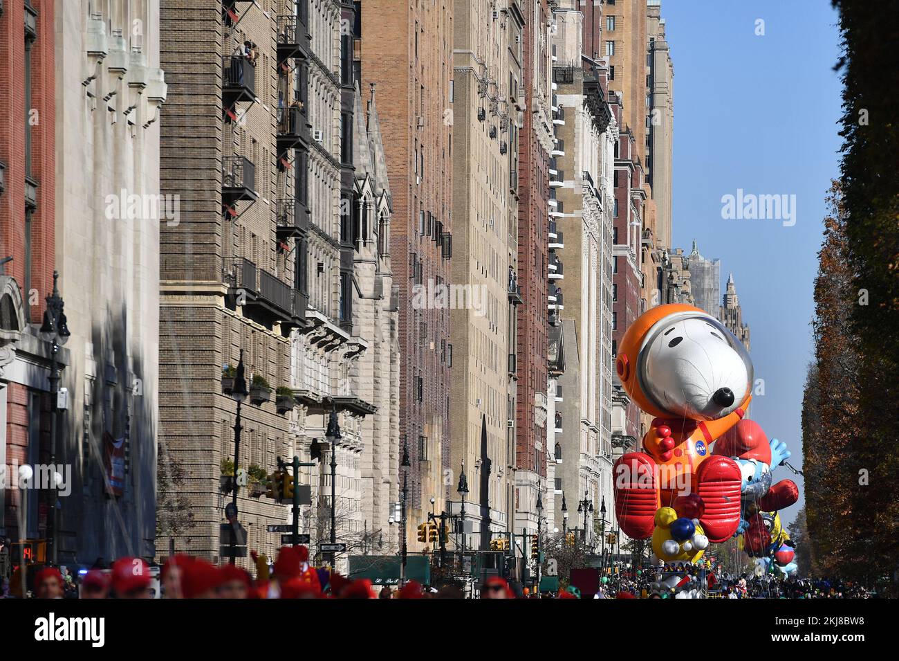 New York, USA. 24th Nov, 2022. The Snoopy the Astronaut balloon floats ...