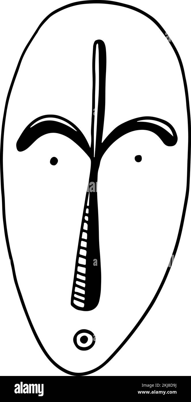 African tribal ritual mask. Doodle black and white shamanic ...