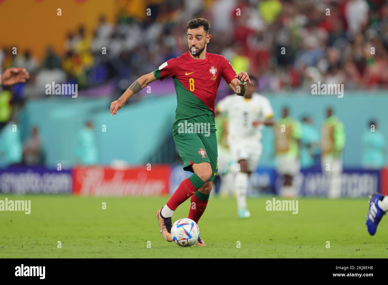 Doha, Qatar. 24th Nov, 2022. Bruno Fernandes of Portugal dribbles the ...