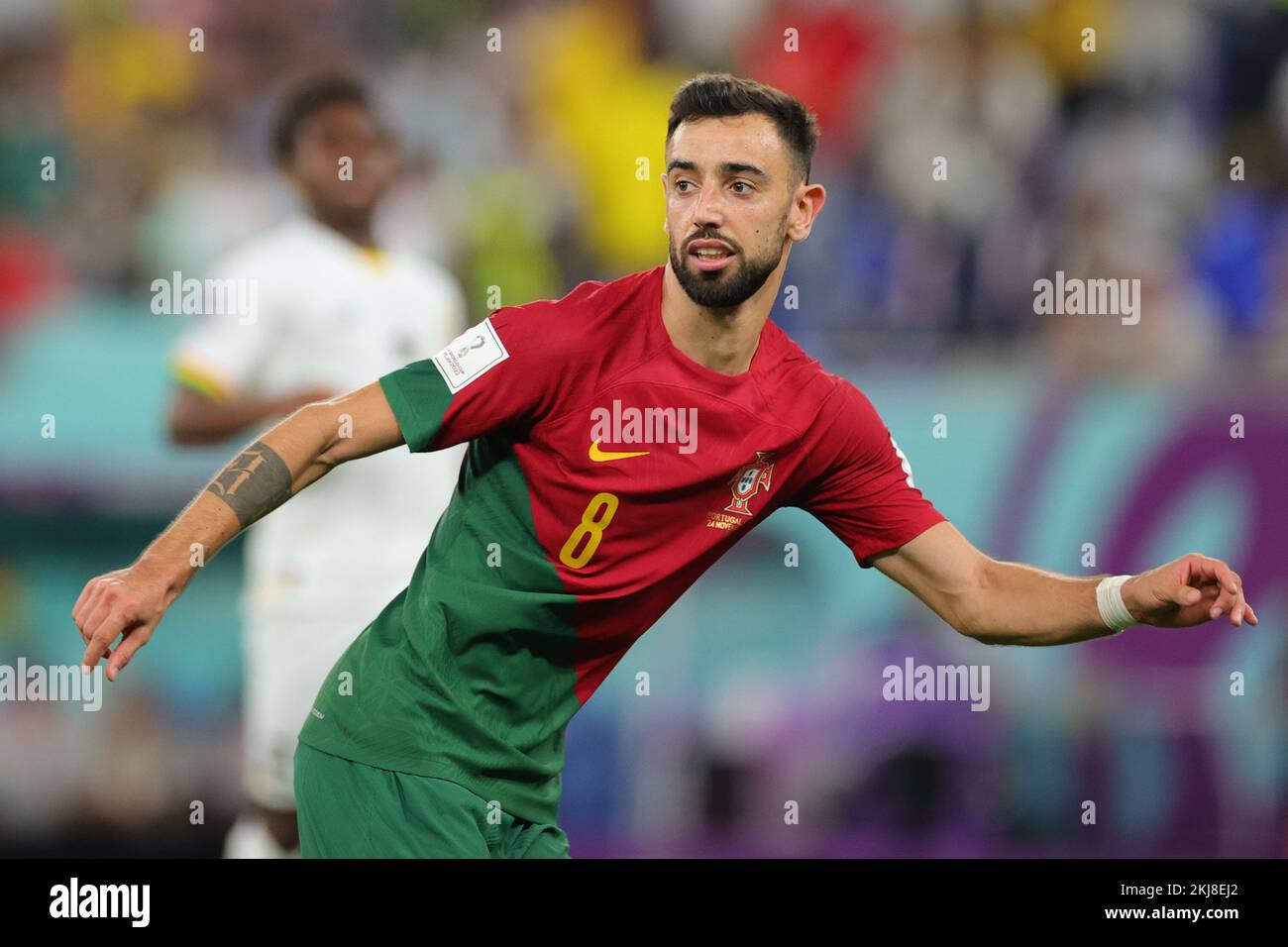 Doha, Qatar. 24th Nov, 2022. Bruno Fernandes of Portugal looks on during the FIFA World Cup ...