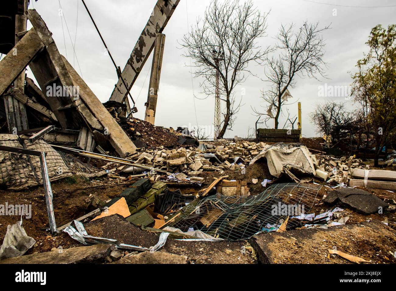 Destruction of Kherson International Airport in Chornobaivka, located ...