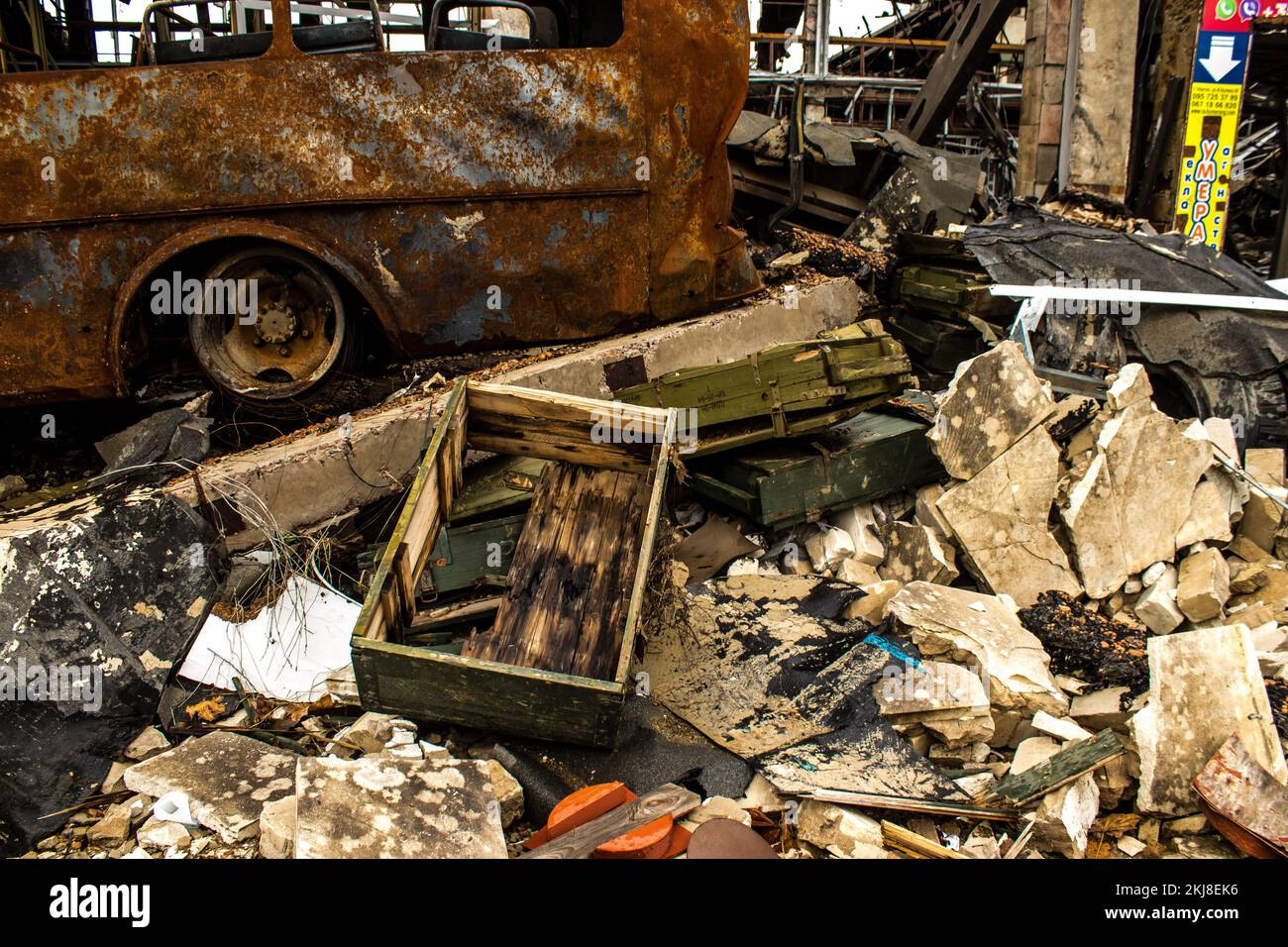 Destruction of Kherson International Airport in Chornobaivka, located ...