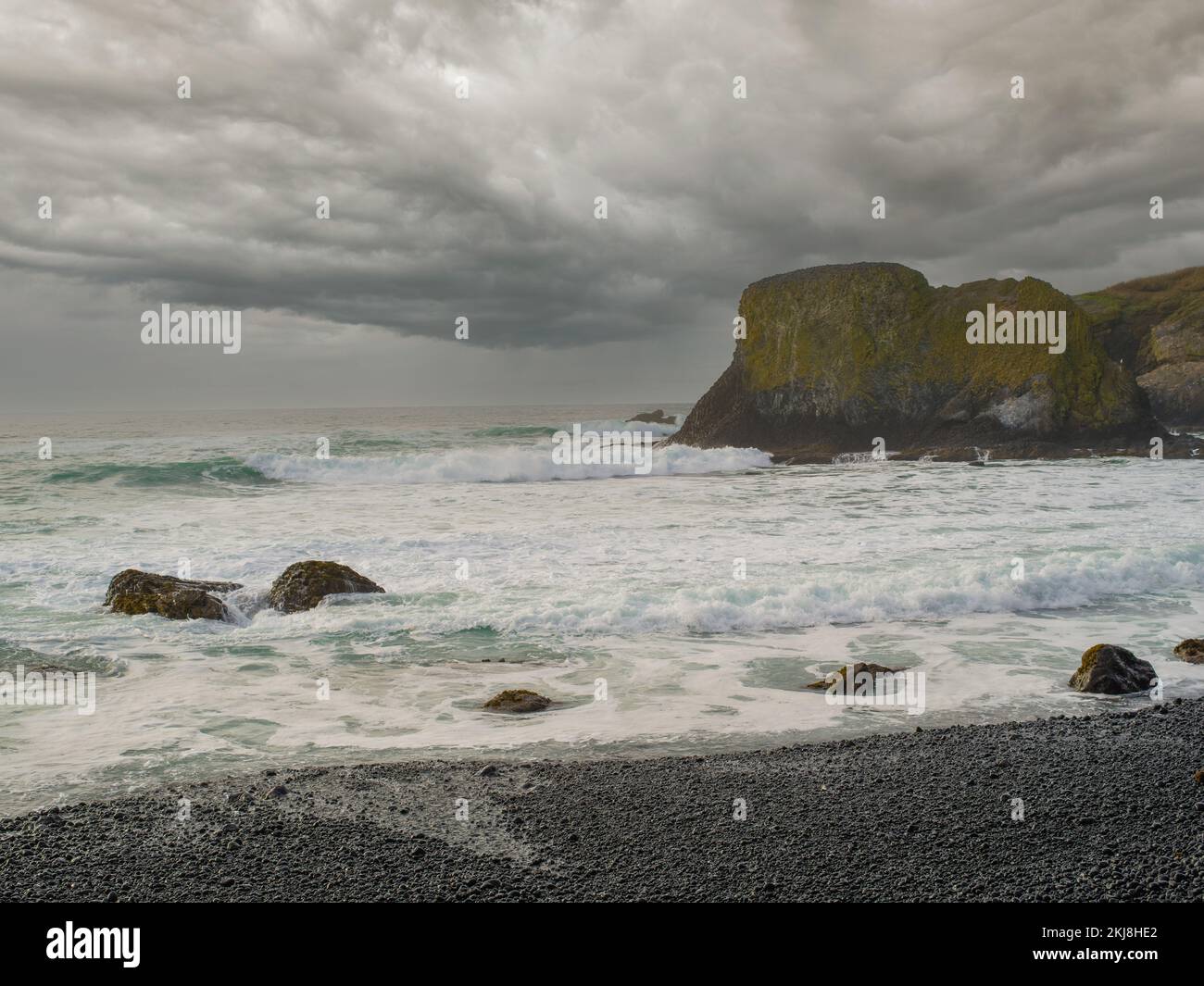 Gloomy seascape. Thunderclouds hang over the ocean. White foamy waves ... Gloomy seascape. Thunderclouds hang over the ocean. White foamy waves ...