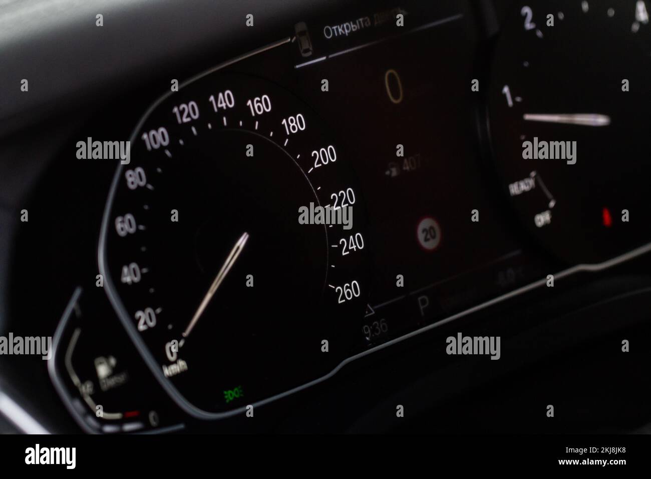 Modern car dashboard with speedometer, tachometer. Car dashboard. Car ...