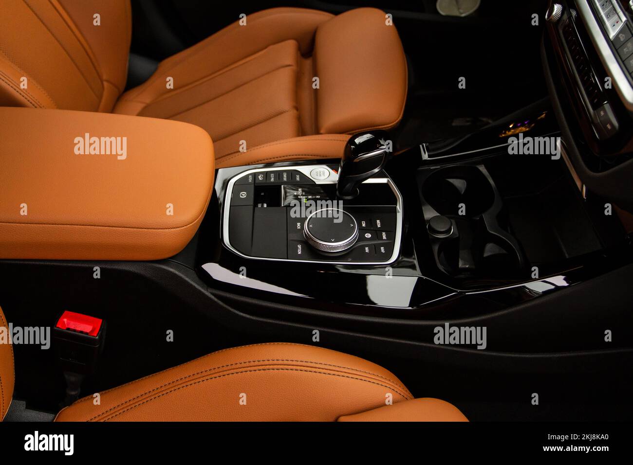 Modern car automatic gearbox. Gearbox control buttons. Gear selector ...