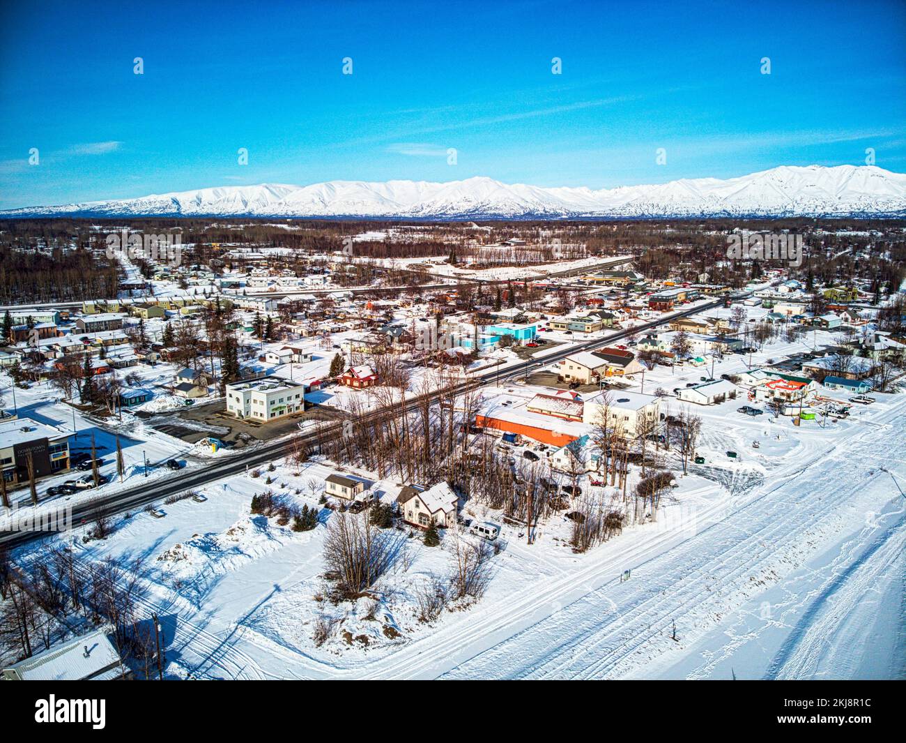 An aerial of downtown Palmer, Alaska Stock Photo - Alamy
