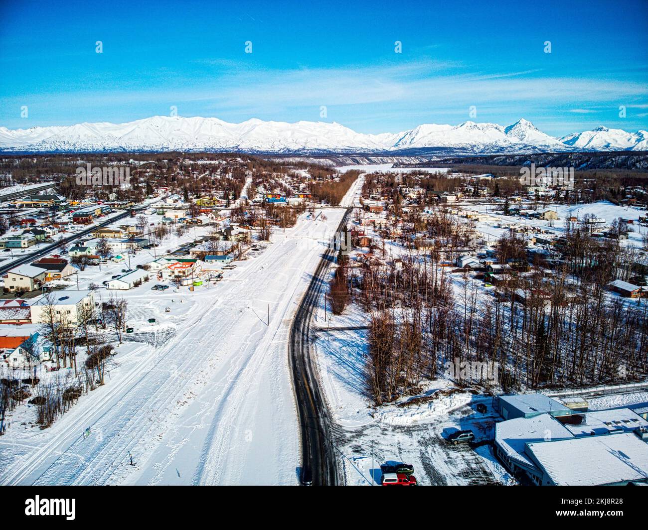 An aerial of downtown Palmer, Alaska Stock Photo - Alamy