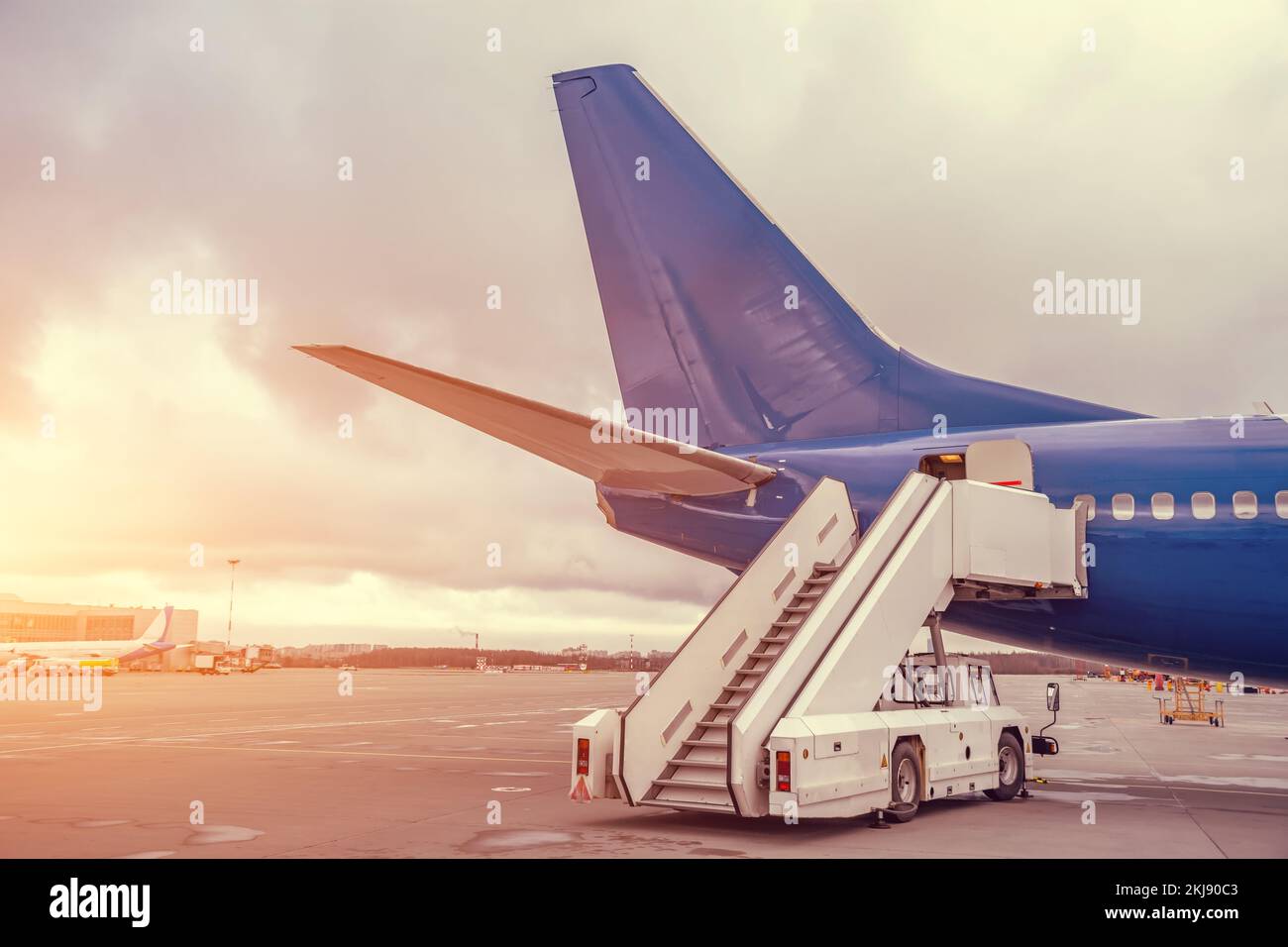 The staircase at the rear exit of the aircraft tail Stock Photo - Alamy