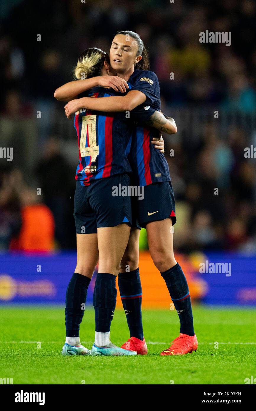 Maria Leon (FC Barcelona) and Engel (FC Barcelona) are pictured after ...