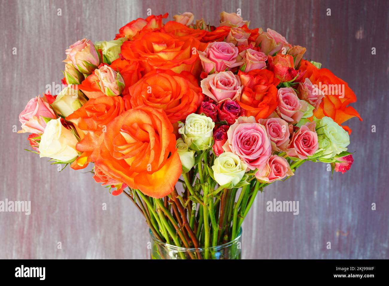 Colorful rose bouquet with multicolor flowers Stock Photo - Alamy