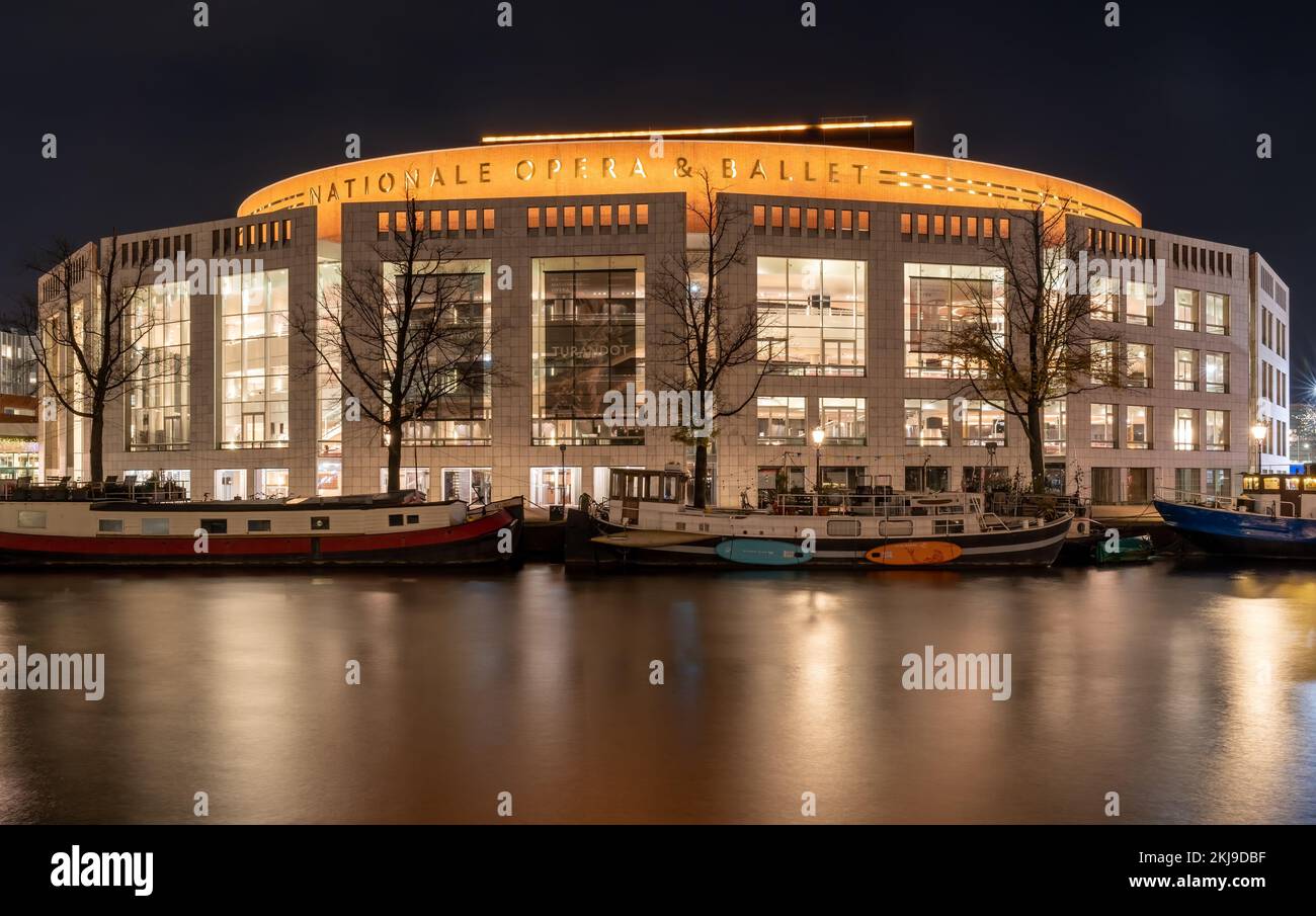 Amsterdam, The Netherlands, 24.11.2022, The Stopera at night, building ...