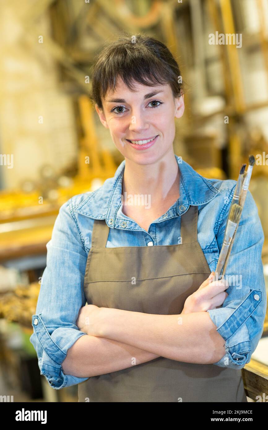 woman painter in her art studio Stock Photo - Alamy