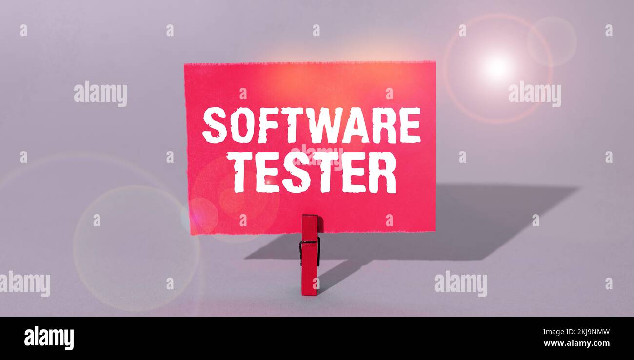 Text caption presenting Software Tester. Word for implemented to ... Text caption presenting Software Tester. Word for implemented to ...