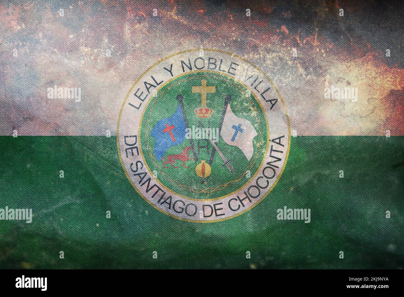 Top view of retro flag Choconta, Cundinamarca Colombia with grunge ...