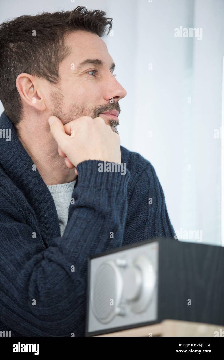 Young man vintage radio hi-res stock photography and images - Alamy