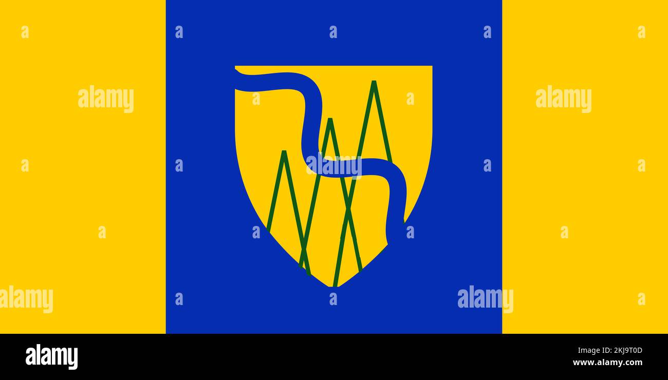 Top view of flag Sainte Angele de Merici, Quebec Canada. Canadian ...