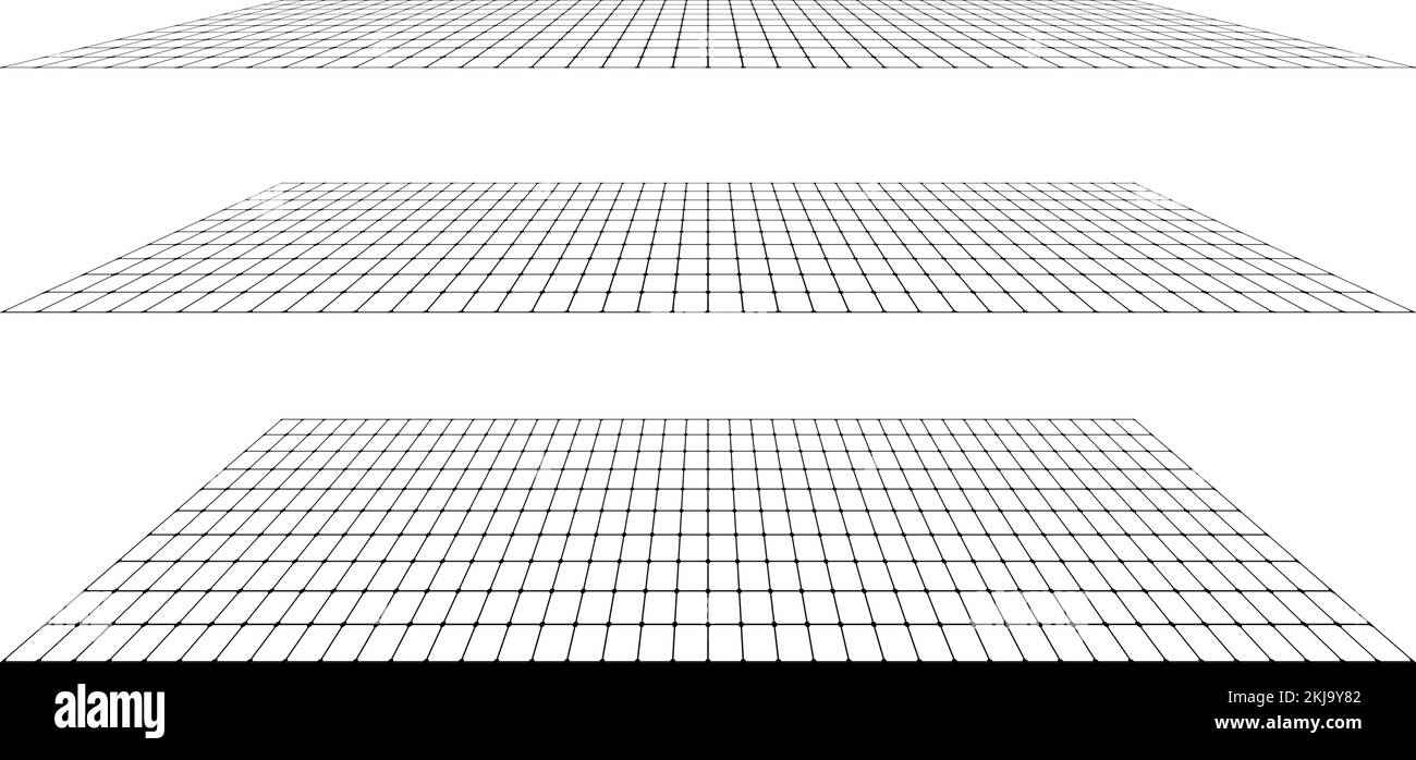Flat grid surface set. Rectangle plane in different perspective ...