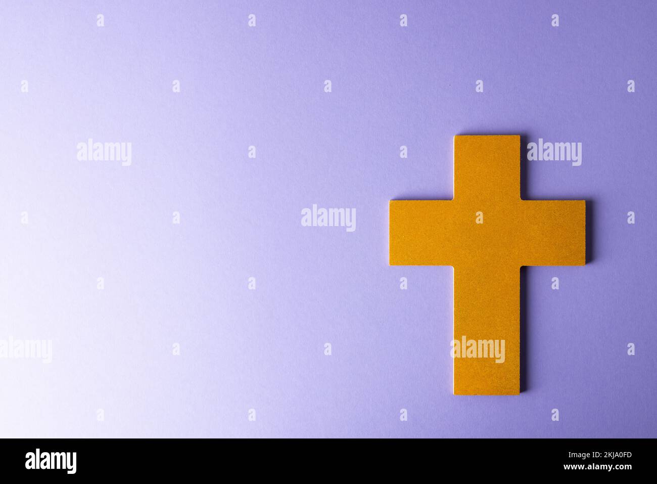Composition of christian ash wednesday cross on purple background with ...