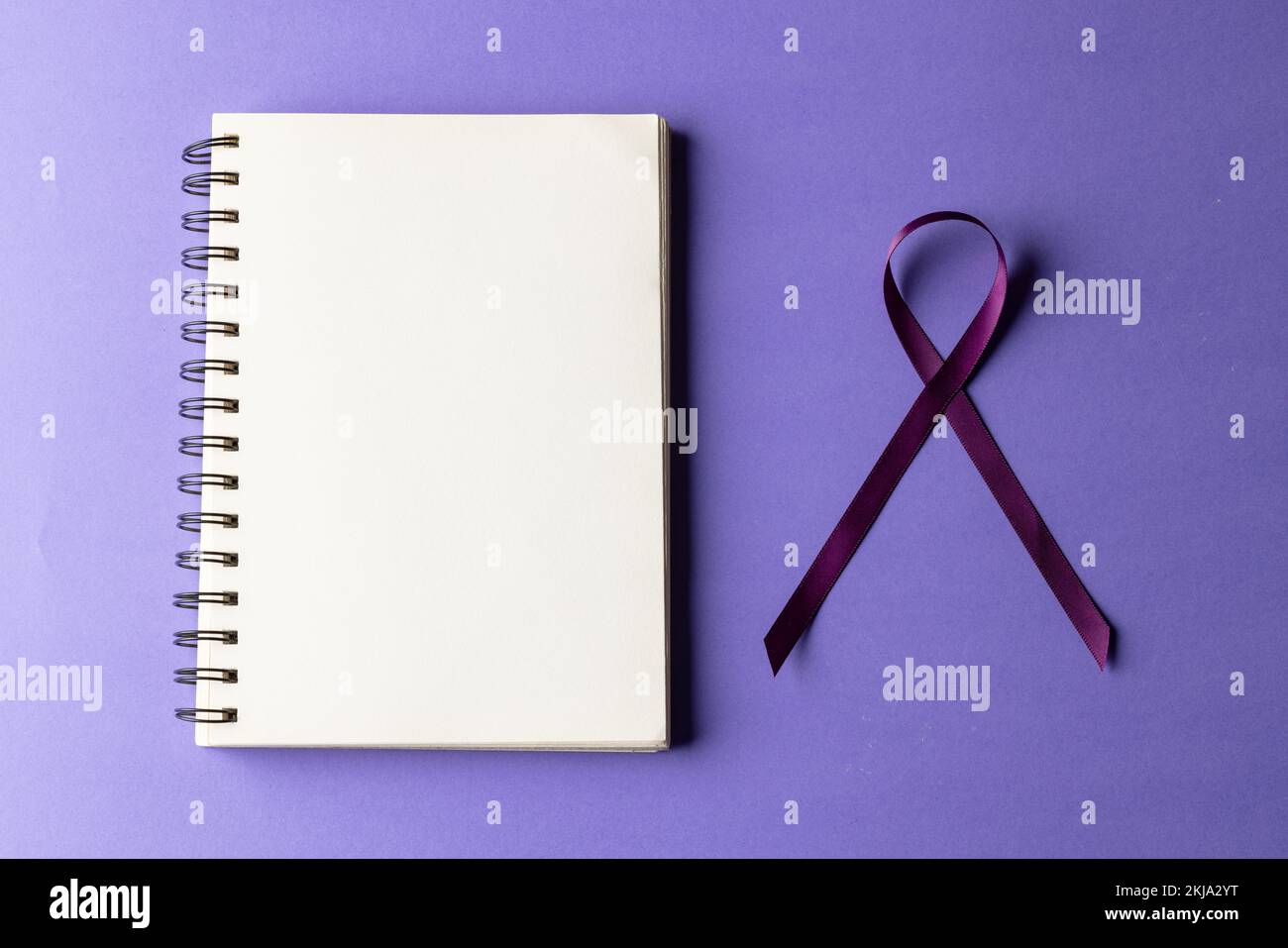 Purple add or adhd awareness ribbon and notebook with copy space, on ...