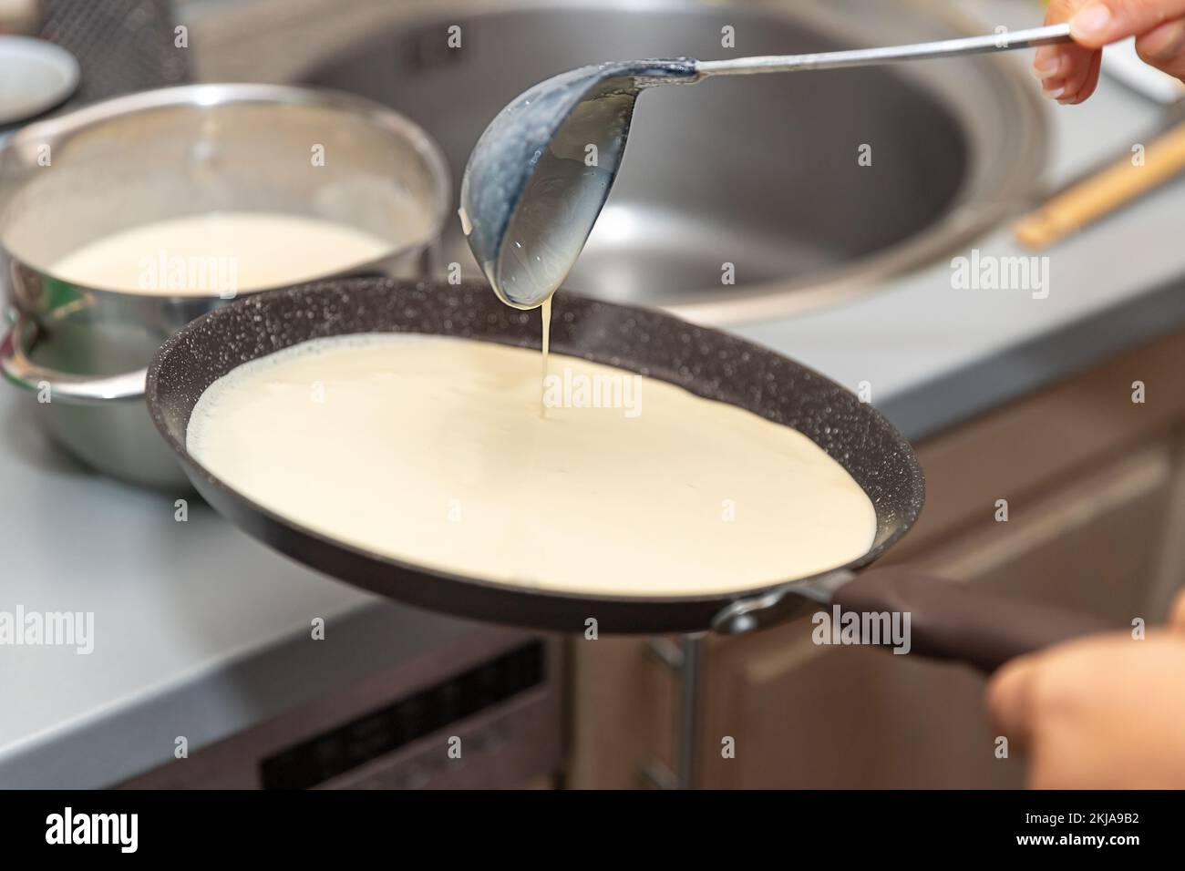 The process of cooking pancakes at home Stock Photo - Alamy