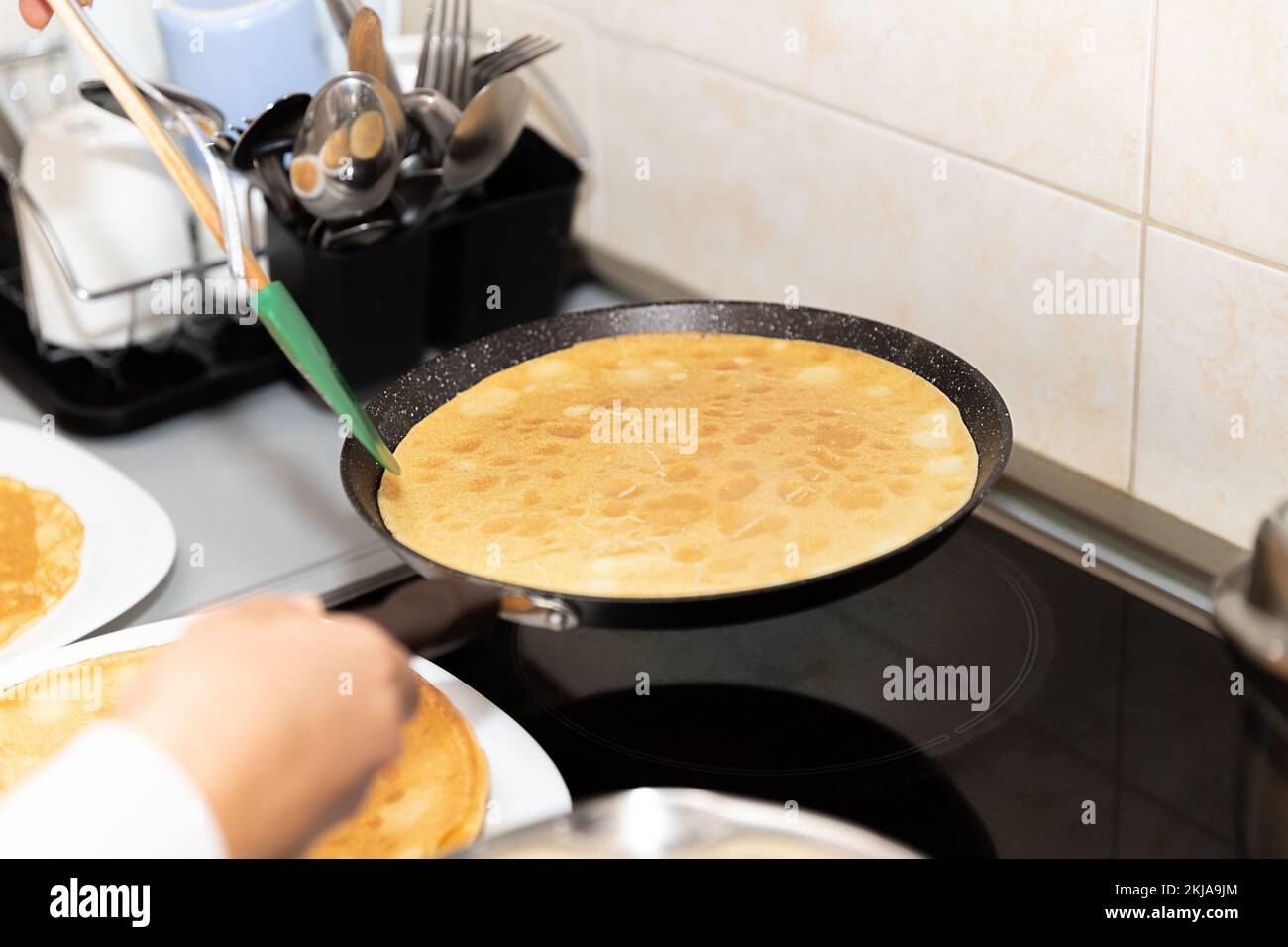 The process of cooking pancakes at home Stock Photo - Alamy