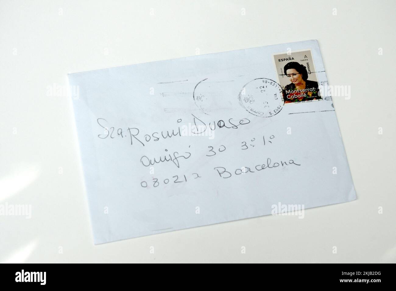 envelope, correspondence, stamp, Montserrat Caballé, mail Stock Photo ...