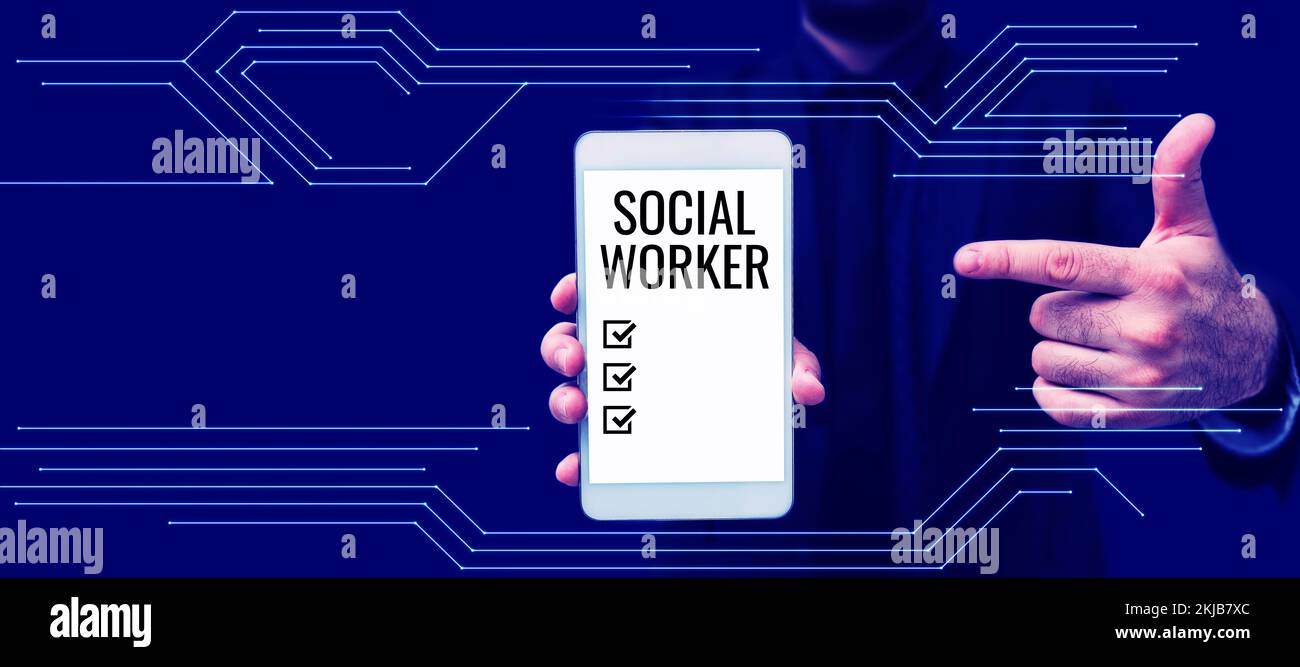 Writing displaying text Social Worker. Business idea assistance from ...