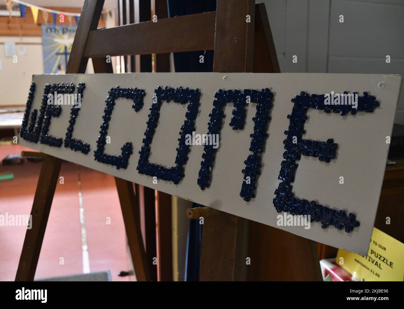 Welcome Sign Made Up Of Puzzle Shaped Pieces By The Entrance To United ...