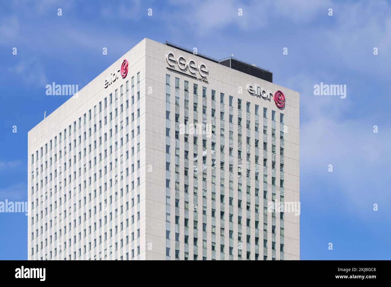 The top of the Egee Tower (Tour Égée) in La Defense, head office of Elior, Paris, France Stock ...