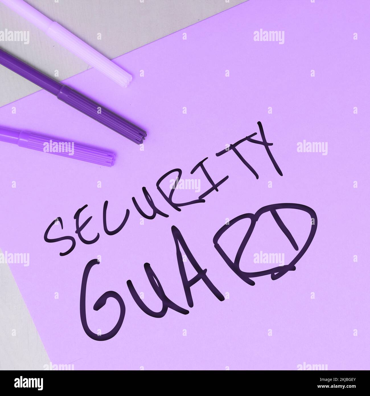 Hand writing sign Security Guard. Business idea tools used to manage ...