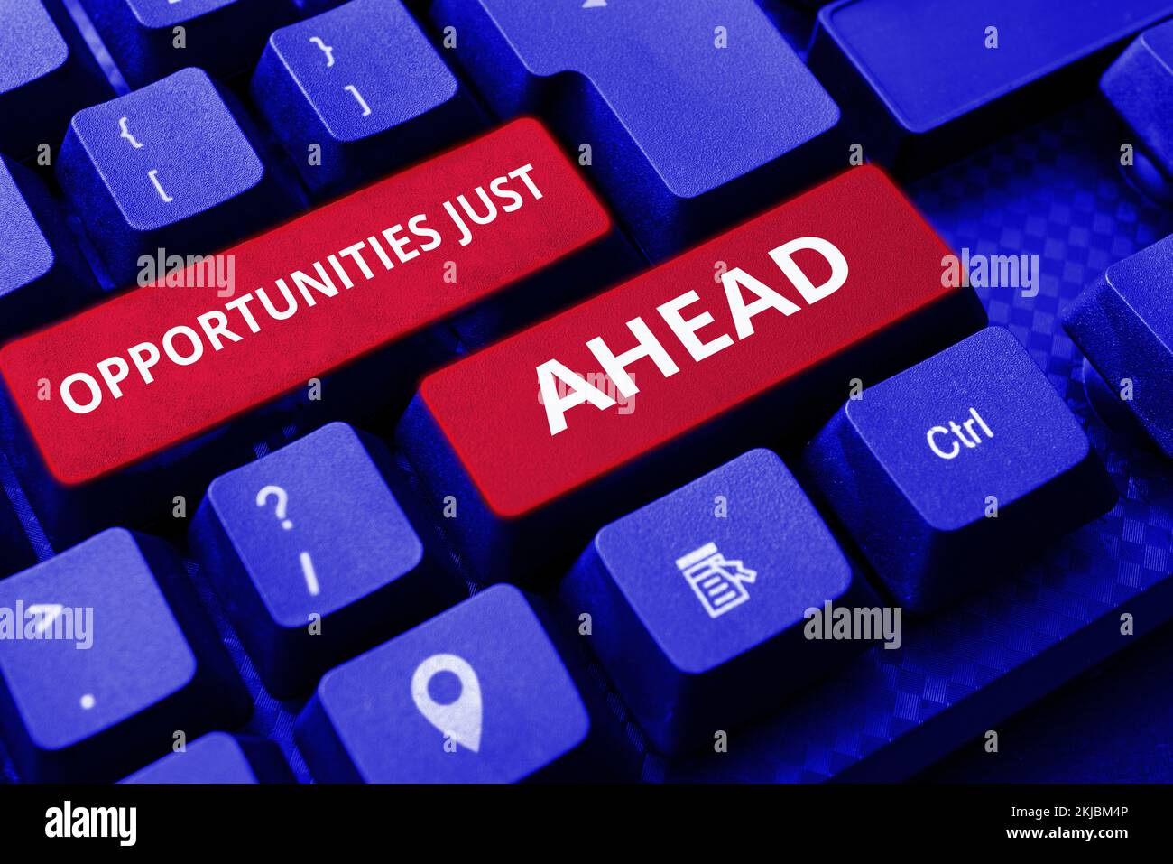 Sign displaying Opportunities Just Ahead. Business overview set of ...