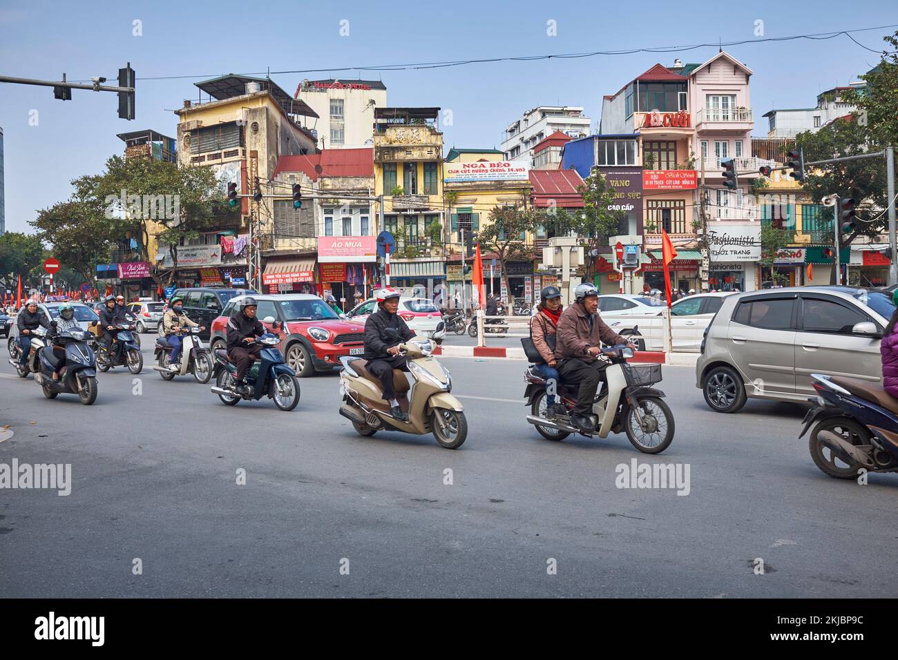Motorcycles in the Downtown Traffic Hanoi Vietnam Stock Photo - Alamy