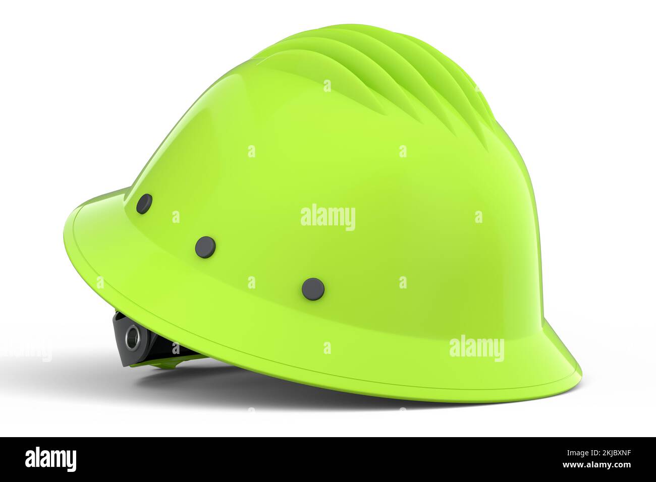 Green safety helmet or hard cap isolated on white background. 3d render ...