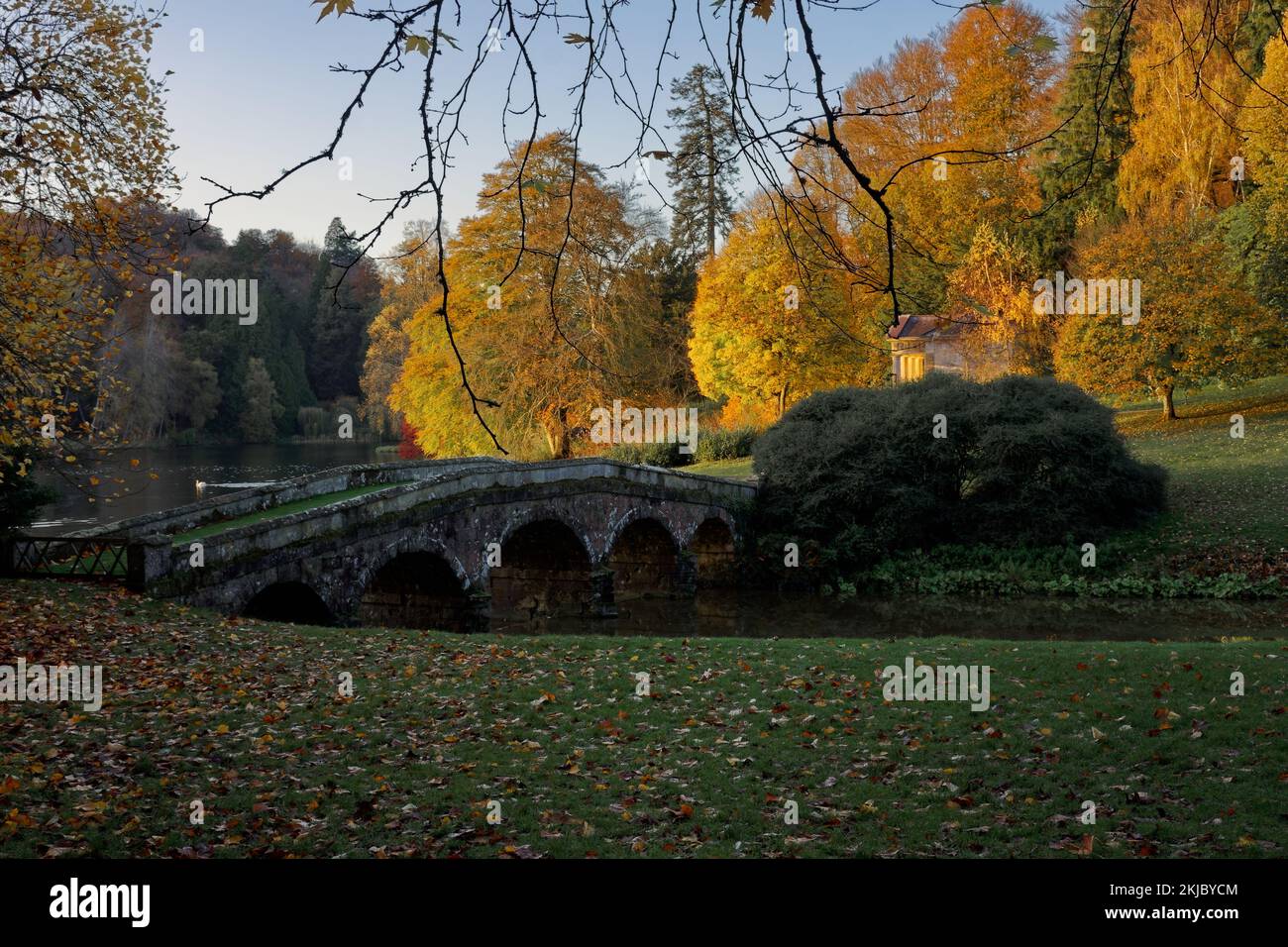 Stourhead autumn sunset Stock Photo - Alamy