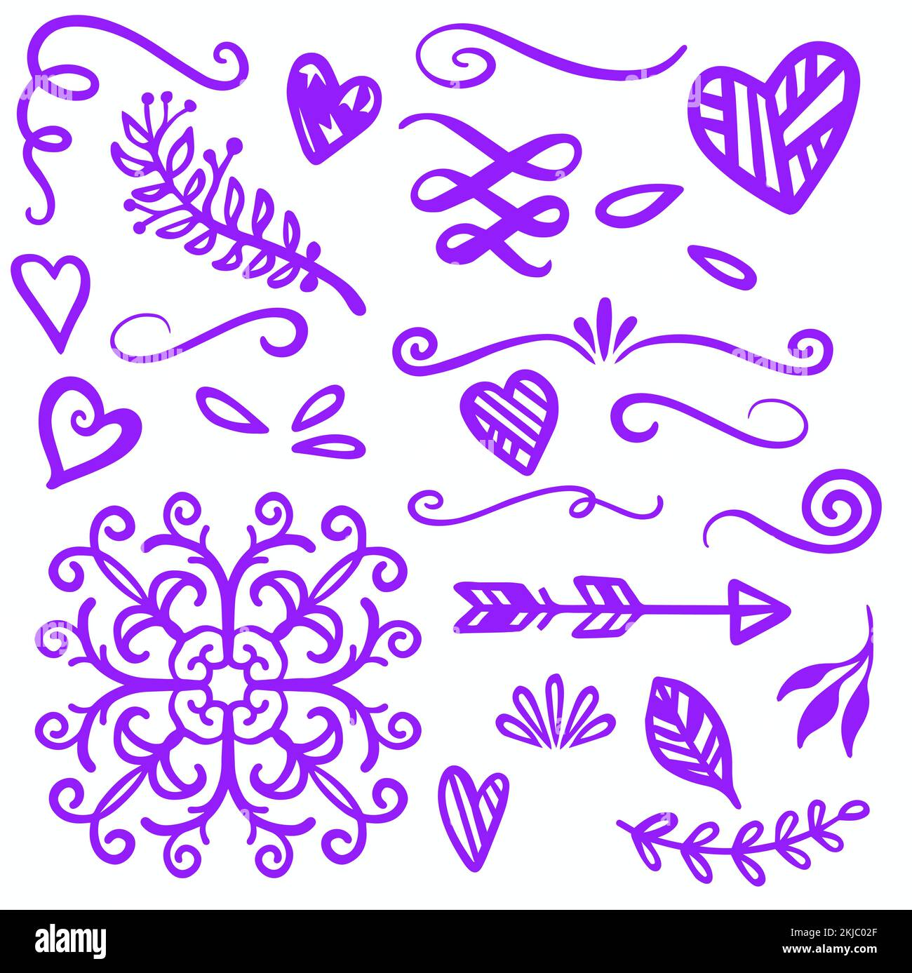 Purple Swirls Swoosh Marks with Vector Hand Drawn Highlighter Accent ...