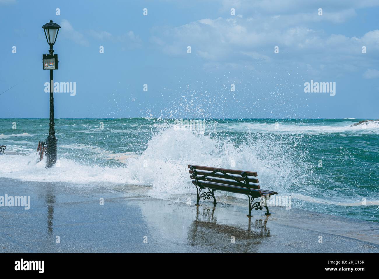Chania with it's old harbor in stormy weather. Crete, Greece Stock ...